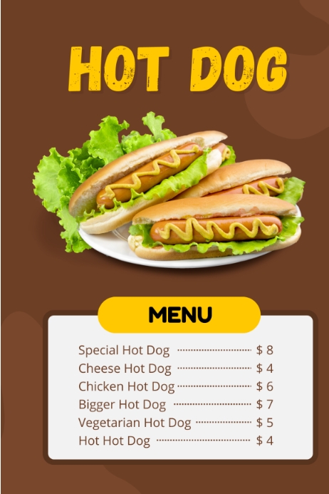 Hot Dog Menu Poster Design Template | PosterMyWall