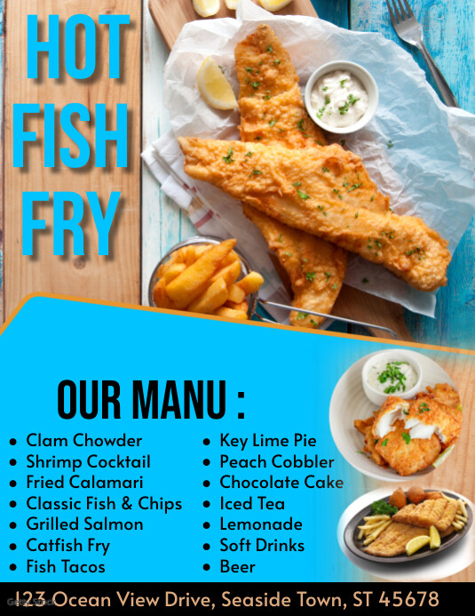 Hot Fish Fry Flyer Template | PosterMyWall