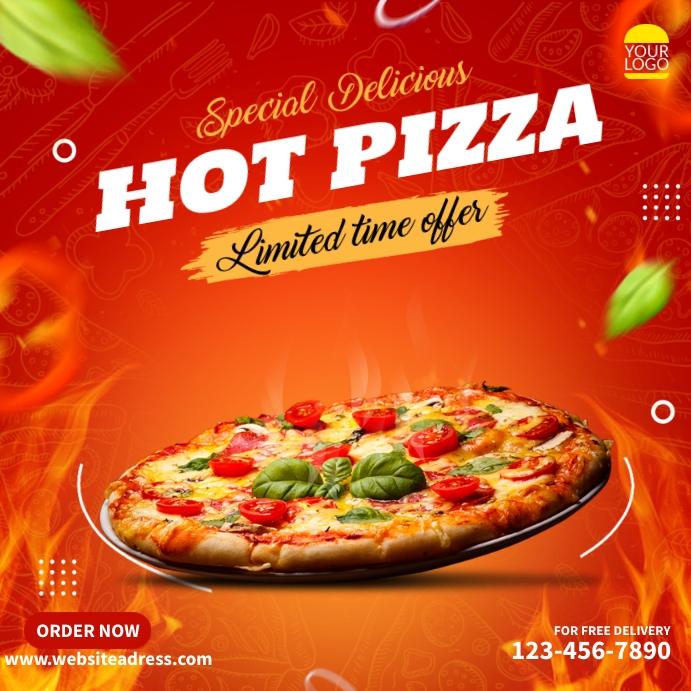 Hot Pizza Ads Template | PosterMyWall