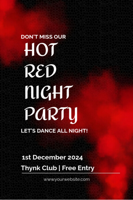Copy of Hot Red Night Party Club Poster Design | Business poster ...