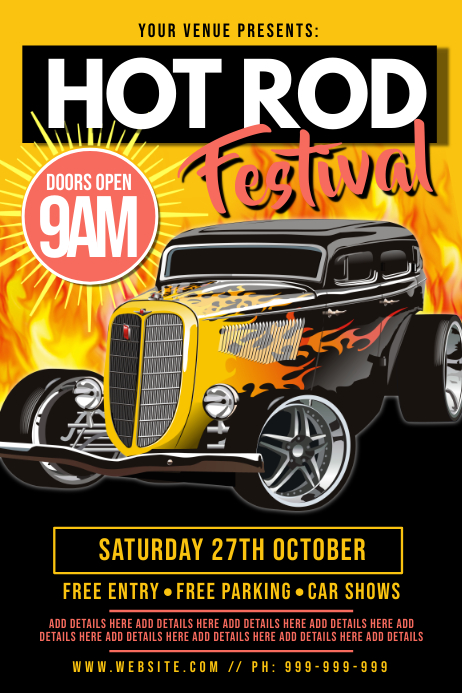 Hot Rod Festival Poster Template | PosterMyWall