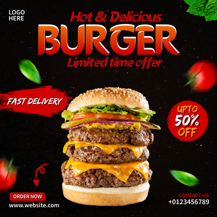 Hot Spicy Burger Ads Template | PosterMyWall