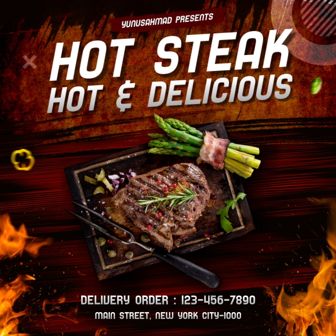 Modèle Hot Steak Template | PosterMyWall