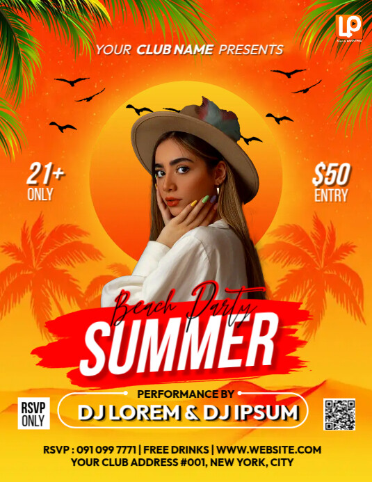 Hot Summer DJ Flyer Template | PosterMyWall