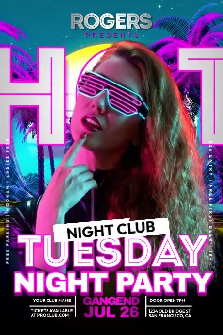 Modèle Hot Tuesday Night Party Video | PosterMyWall