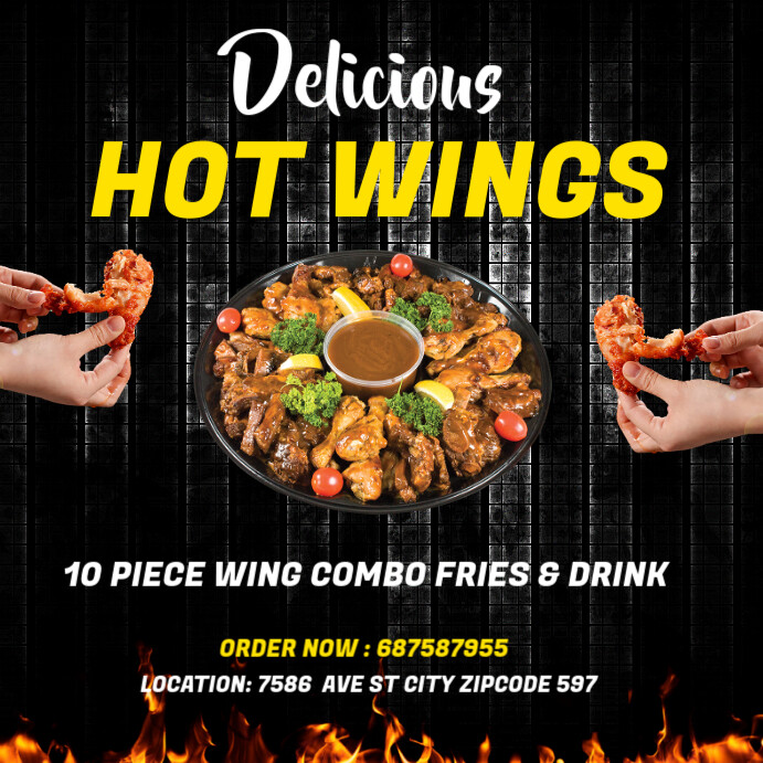 Hot wings flyer เทมเพลต | PosterMyWall