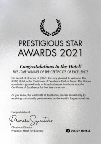 Hotel Award Certificate 2021 Template | PosterMyWall