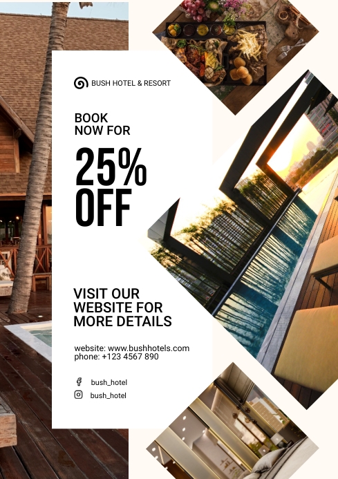 Hotel booking with a discount. (angled) Template | PosterMyWall