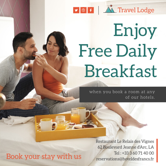 Hotel breakfast promo Instagram post Template | PosterMyWall