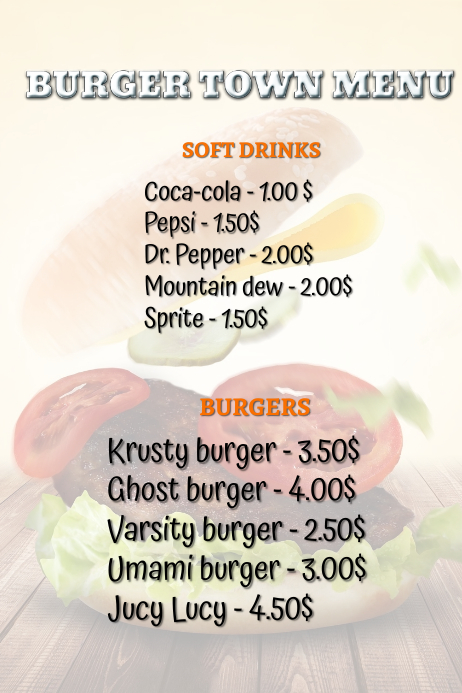 HOTEL MENU Template | PosterMyWall