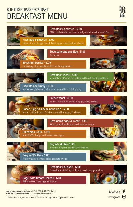 Hotel menu: long list Template | PosterMyWall