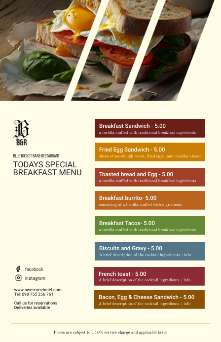 Hotel menu: short list Template | PosterMyWall