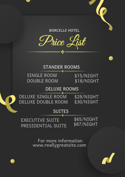 Copy of Hotel price list | PosterMyWall