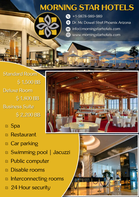 Hotels & Resort Restaurant Holiday flyer Template | PosterMyWall