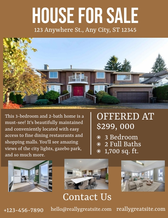 House for sale flyer template. | PosterMyWall