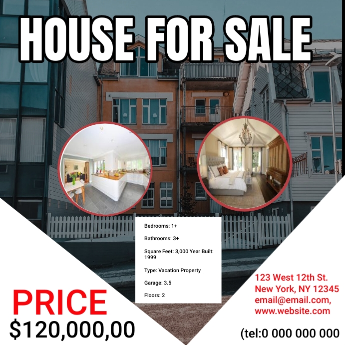 Plantilla de house for sale /house to let | PosterMyWall