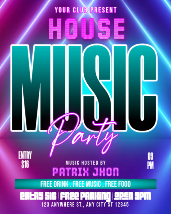 House music party instagram portrait Template | PosterMyWall