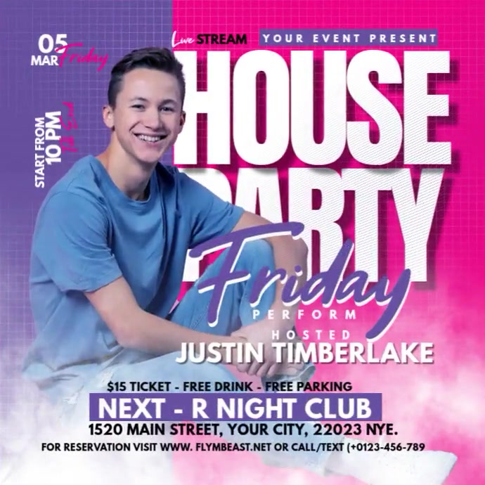 Plantilla de House Party Friday Event ads | PosterMyWall