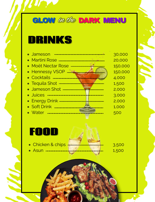 House Party Menu Template | PosterMyWall