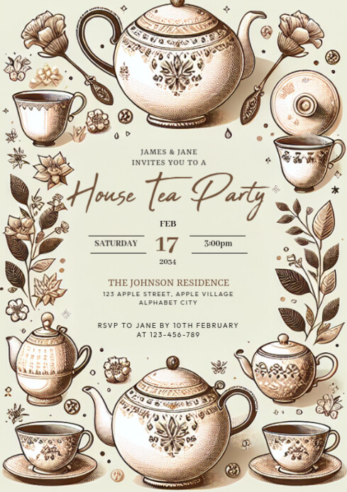 House Tea party Flyer Template | PosterMyWall