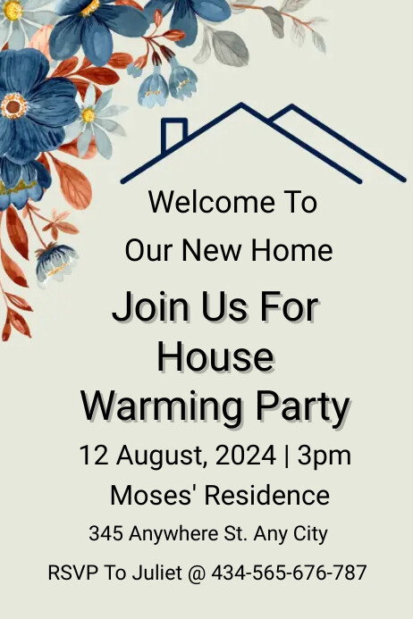 Yellow House Warming Posters Template | PosterMyWall