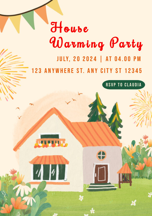house warming flyer/housewarming invitation/housewarming card Template ...