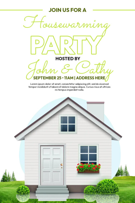 House Warming Green Design Template | PosterMyWall