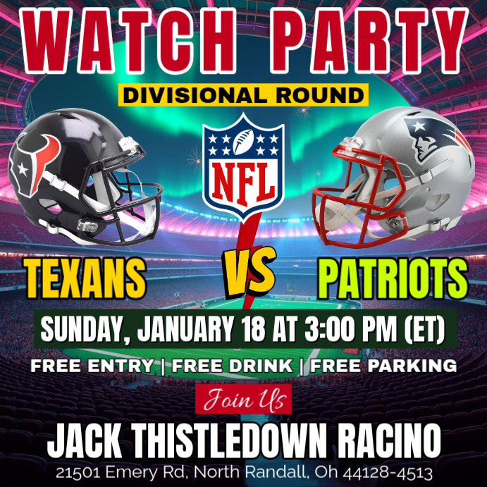 Houston Texans Vs New England Patriots NFL 2026 Watch Party Instagram ...