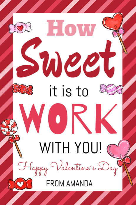 How Sweet Is It to Work with You Valentines Day Tags Template ...