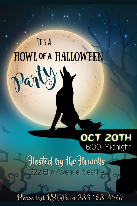 Howl of a Halloween Poster Template | PosterMyWall