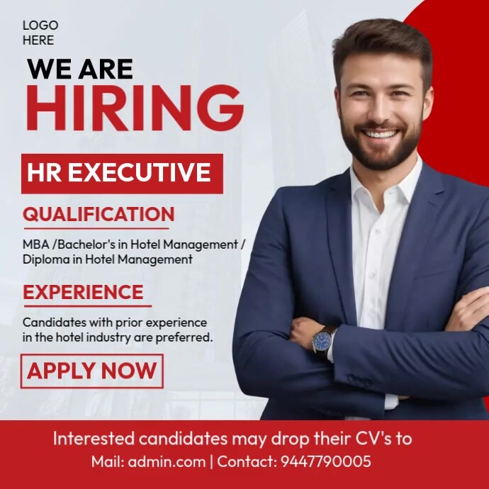 HR Executive Hiring Template | PosterMyWall