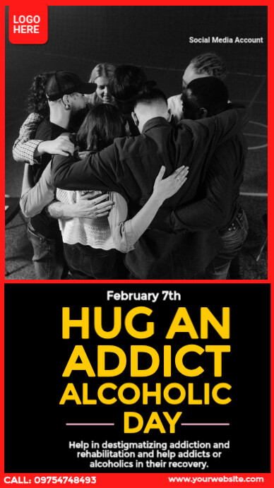 Hug an Addict or Alcoholic Day Design Template | PosterMyWall