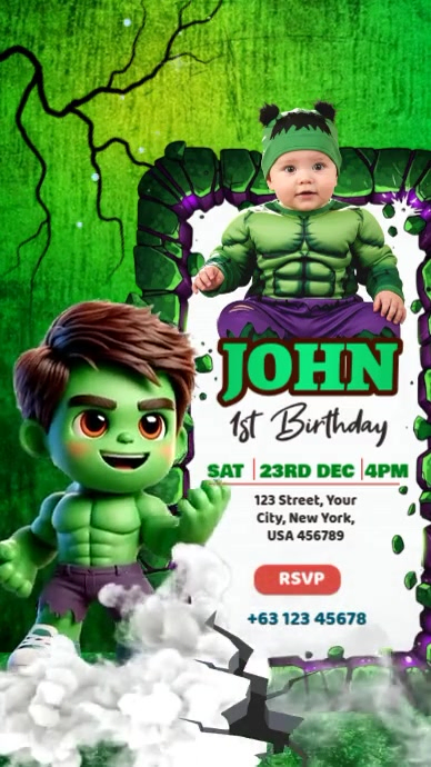Hulk Birthday Reel Invitation Template | PosterMyWall
