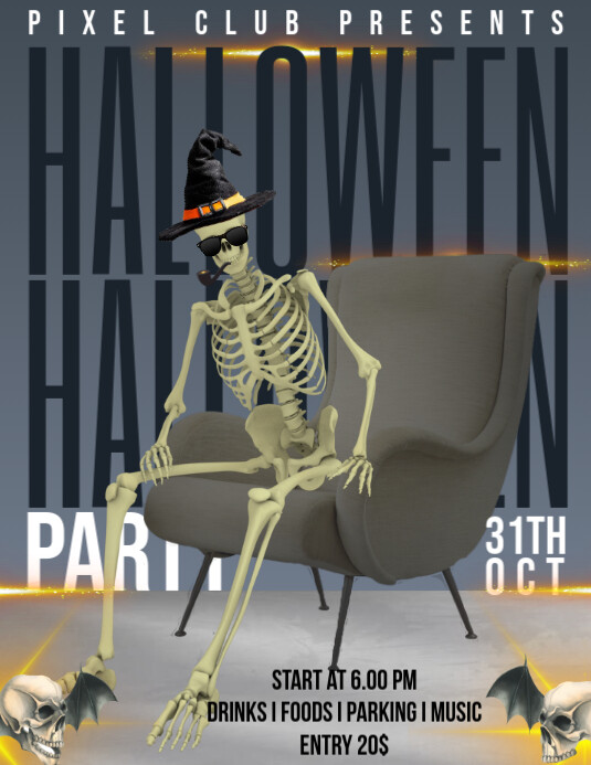 Copy of Human Skull Halloween Flyer (us Letter) | PosterMyWall