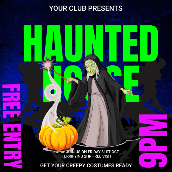 Hunted house/Halloween night/GhoulGathering Template | PosterMyWall
