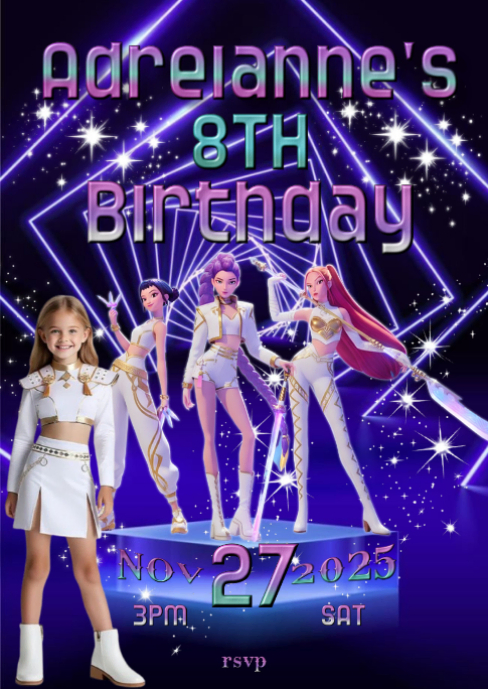 Modèle huntrix bday card | PosterMyWall