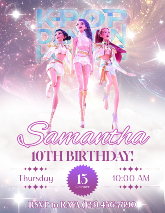 Huntrix Kpop Demon Hunter Birthday Invitation Template | PosterMyWall