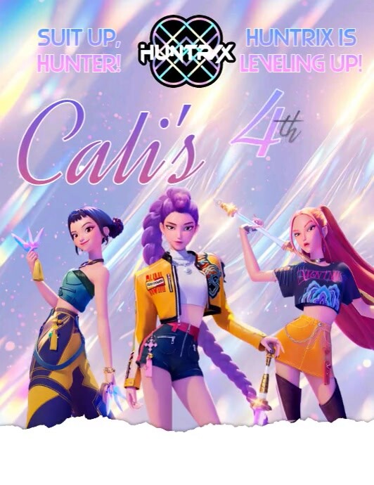 Plantilla de Huntrix Kpop Demon Hunter Birthday Invitation Video ...