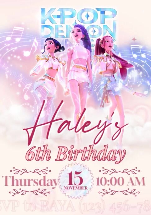 Huntrix Kpop Demon Hunter Birthday Invitation Video templaat | PosterMyWall