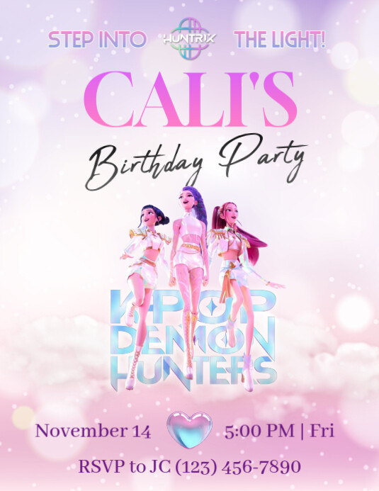 Huntrix Kpop Demon Hunter Birthday Invitation Template | PosterMyWall