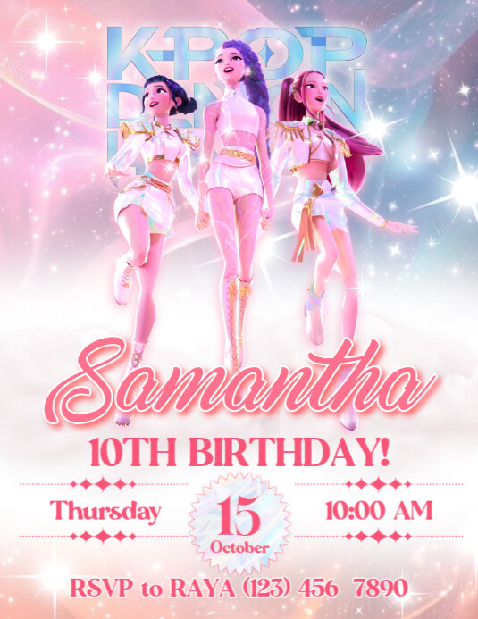 Modèle Huntrix Kpop Demon Hunter Birthday Invitation | PosterMyWall