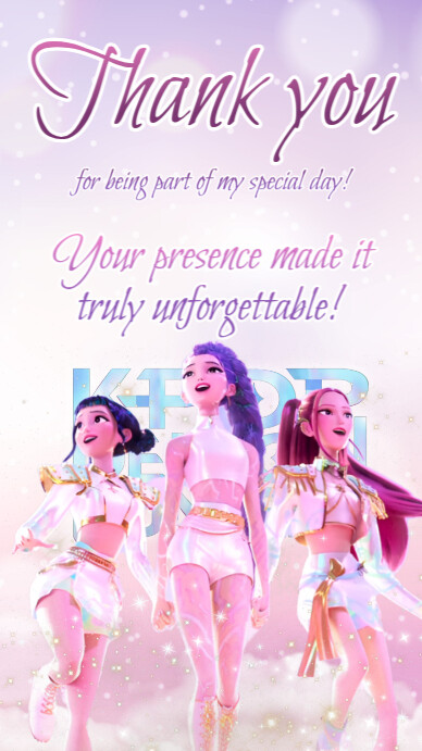 Huntrix Kpop Demon hunter Thank You card Instagram Story Template ...