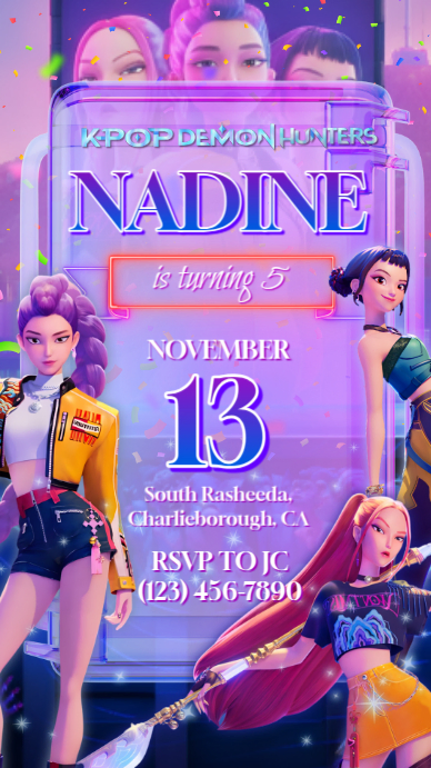 Huntrix Kpop Demon Hunters Birthday Invitation Instagram Story Template ...