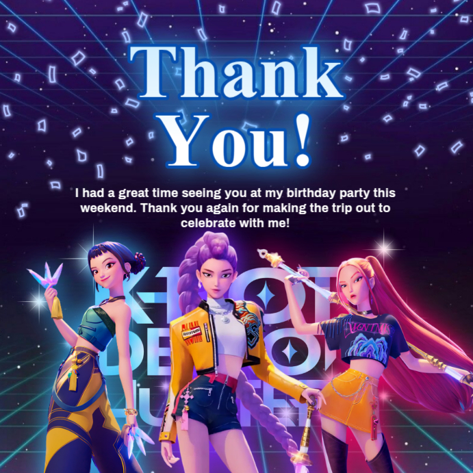 Huntrix Kpop Demon Hunters Birthday Invitation Template | PosterMyWall