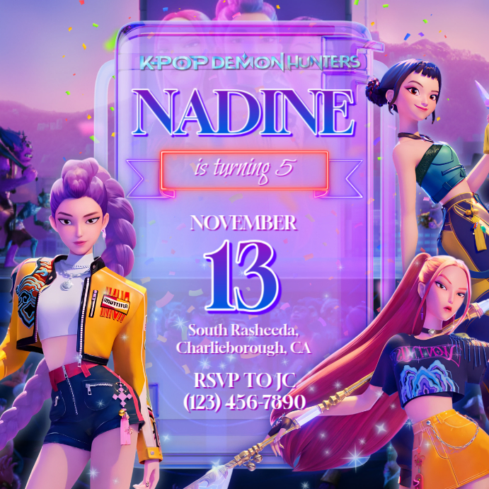 Huntrix Kpop Demon Hunters Birthday Invitation Instagram Story Template ...