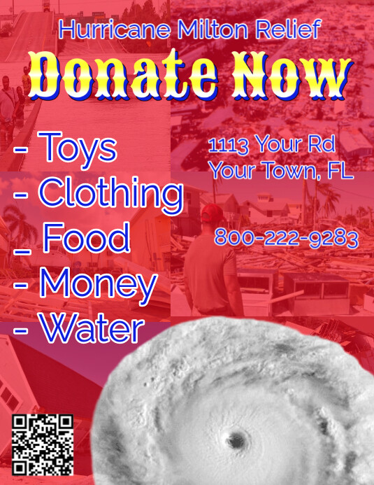 Hurricane Milton Donation Templat | PosterMyWall