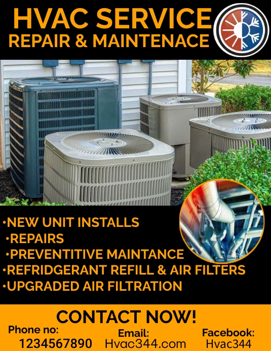 HVAC training and repairs Flyers Template | PosterMyWall