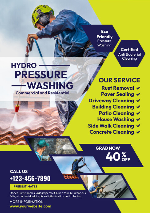Hydro Pressure Washing Flyer Template | PosterMyWall