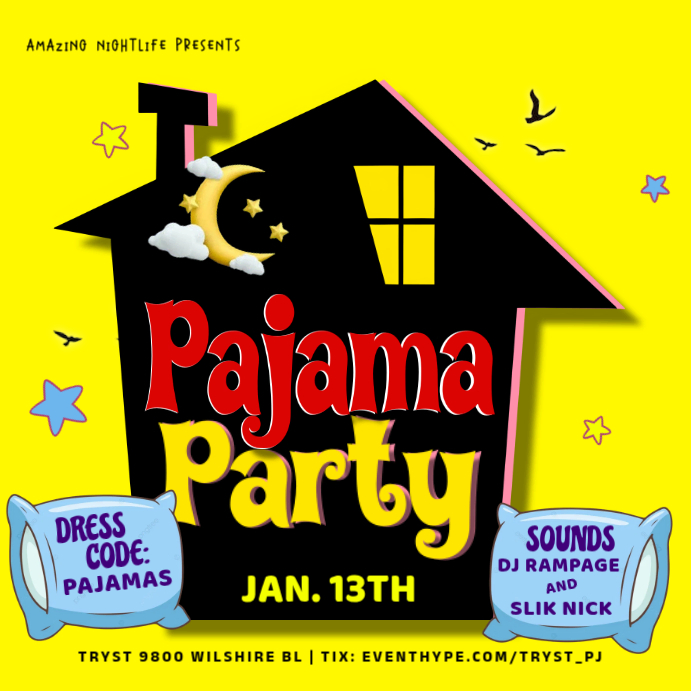hyper yellow contrast pajama jammy jam_pajama party flyer instagram ...