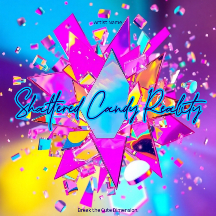 Hyperpop Crystal Shatter Album Cover | High Gloss Neon Chaos Art ...